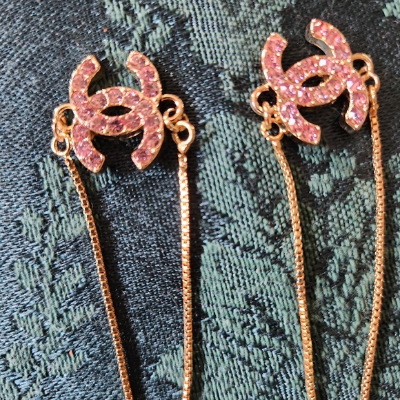 CHANEL | Jewelry | Authentic Chanel Stamped Pink Rhinestone Gold Tone ...